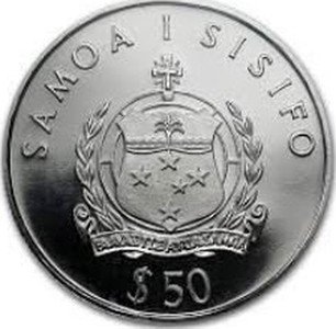 Samoan 1 Oz Palladium 50 Tala "Tanumafili II Kon-Tiki" 1988 KM# 76 ...