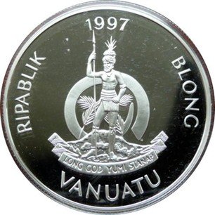 Vanuatu Silver 50 Vatu "50th Wedding Anniversary of Elizabeth with ...