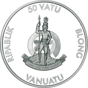 Vanuatu Silver 50 Vatu "150th Anniversary of Pierre de Coubertin ...