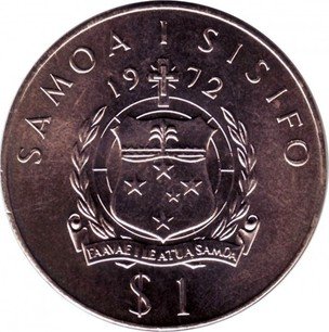 Samoan Tala "Tanumafili II Discovery of Samoa" 1972 KM# 11 ...