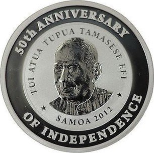Samoan Silver One Tala "50th Anniversary of Independance" 2012 KM# 230 ...