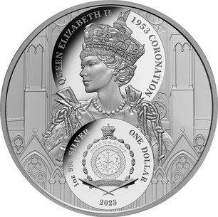 Niuean 1 Oz Silver 1 Dollar "Charles III Coronation" 2023 | coinscatalog.NET