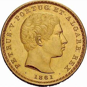 Portuguese Gold 10 000 Reis "Pedro V Pattern" 1858-1861 KM# Pn122 | coinscatalog.NET