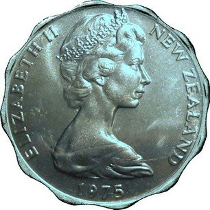 New Zealand 20 Cents "Kiwi. Planchet Error" 1975 | coinscatalog.NET