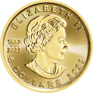 Canadian 1/10 Oz Gold 5 Dollars "Transition Obverse. Maple Leaf" 2023 ...