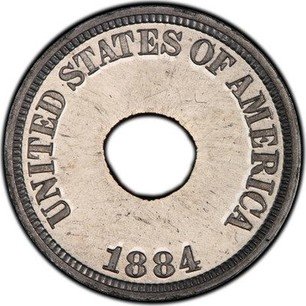 USA One Cent "Inverted Shield Pattern. Aluminum" 1884 | coinscatalog.NET