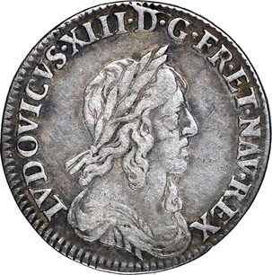 French Silver 1/12 ECU (10 Sols) "Louis XIII" 1641-1642 KM# 131 ...