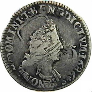 French Silver 1/16 ECU "Louis XIV" 1694-1699 KM# 305 | coinscatalog.NET
