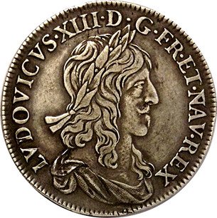 French Silver 1/2 ECU "Louis XIII" 1641-1642 KM# 121 | coinscatalog.NET