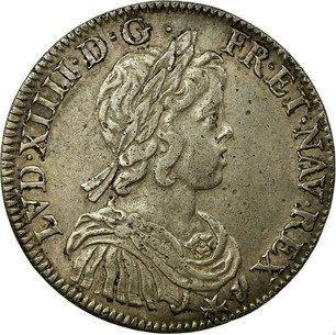 French Silver 1/2 ECU "Louis XIV" 1643-1645 KM# 163.1 | coinscatalog.NET