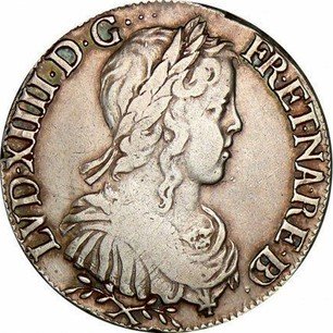 French Silver 1/2 ECU "Louis XIV" 1650-1651 KM# 184.1 | coinscatalog.NET