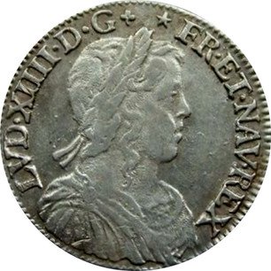 French Silver 1/2 ECU "Louis XIV" 1647-1656 KM# 164.4 | coinscatalog.NET