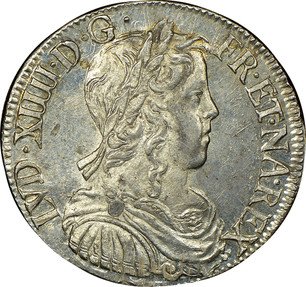 French Silver 1/2 ECU "Louis XIV" 1646-1660 KM# 164.9 | coinscatalog.NET