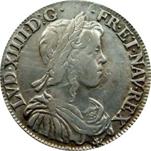 French Silver 1/2 ECU "Louis XIV" 1646-1658 KM# 164.3 | coinscatalog.NET