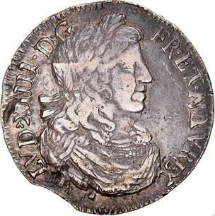 French Silver 1/2 ECU "Louis XIV" 1658-1662 KM# 200 | coinscatalog.NET