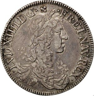 French Silver 1/2 ECU "Louis XIV" 1660-1668 KM# 202.11 | coinscatalog.NET