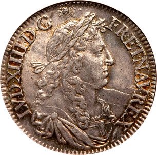 French Silver 1/2 ECU "Louis XIV" 1670-1673 KM# 225.1 | coinscatalog.NET