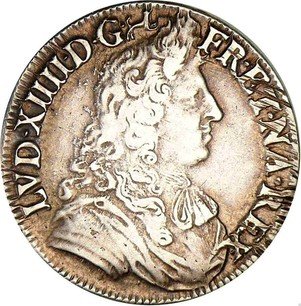 French Silver 1/2 ECU "Louis XIV" 1673-1683 KM# 230.6 | coinscatalog.NET
