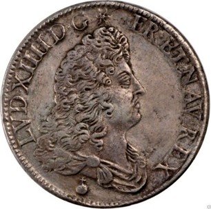 French Silver 1/2 ECU "Louis XIV" 1685-1686 KM# 262.1 | coinscatalog.NET