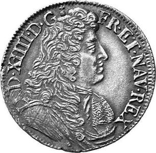 French Silver 1/2 ECU "Louis XIV" 1684-1686 KM# 250.7 | coinscatalog.NET