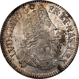 French Silver 1/2 ECU "Louis XIV" 1693-1697 KM# 295.18 | coinscatalog.NET