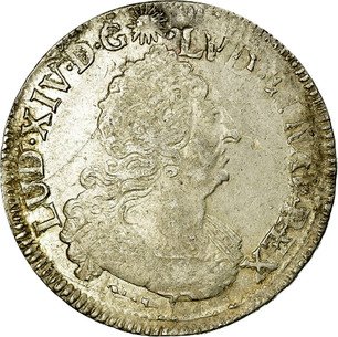 French Silver 1/2 ECU "Louis XIV" 1693-1700 KM# 295.16 | coinscatalog.NET