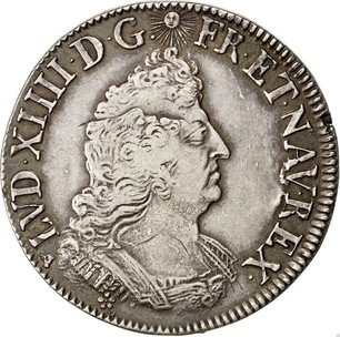 French Silver 1/2 ECU "Louis XIV" 1694-1695 KM# 295.4 | coinscatalog.NET