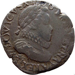 French Silver 1/2 Franc "Louis XIII" 1613-1630 KM# 75 | coinscatalog.NET