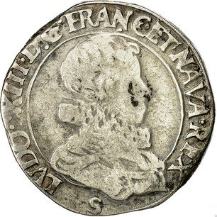French Silver 1/2 Franc "Louis XIII" 1611-1626 KM# 77.5 | coinscatalog.NET