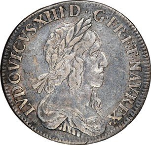 French 1/5 Oz Silver 1/4 ECU "Louis XIII" 1642 KM# 133 | coinscatalog.NET