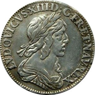 French 1/5 Oz Silver 1/4 ECU "Louis XIII" 1642-1643 KM# 134.1 ...