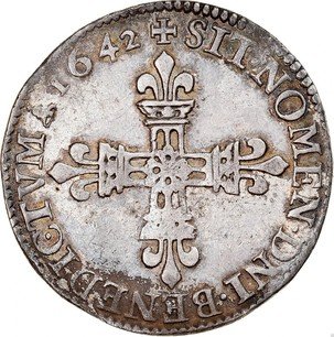 French Silver 1/4 ECU "Louis XIII" 1636-1643 KM# 47.17 | coinscatalog.NET