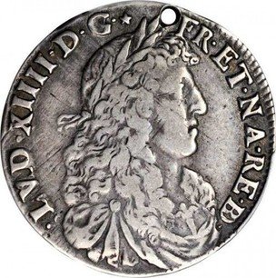 French Silver 1/4 ECU "Louis XIV" 1674-1679 KM# 233 | coinscatalog.NET