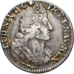 French Silver 1/4 ECU "Louis XIV" 1693-1697 KM# 293.16 | coinscatalog.NET