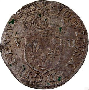 French Silver 1/8 ECU "Louis XIII" 1641-1646 KM# 44.18 | coinscatalog.NET
