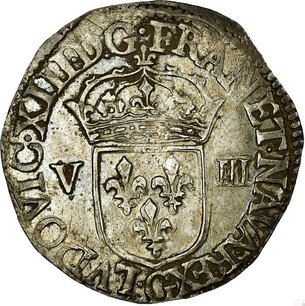 French Silver 1/8 ECU "Louis XIII" 1643 KM# 44.7 | coinscatalog.NET