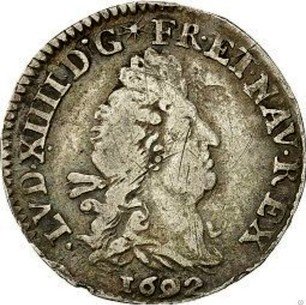 French Silver 4 Sols 2 Deniers "Louis XIV" 1691-1692 KM# 281.8 ...
