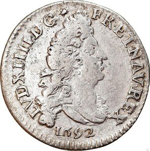 French Silver 4 Sols 2 Deniers "Louis XIV" 1692-1699 KM# 281.15 ...