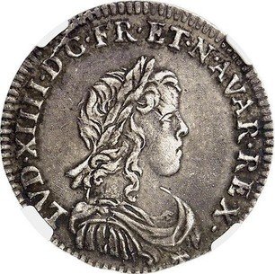 French Billon 5 Liards "Louis XIV" 1657 KM# 195 | coinscatalog.NET