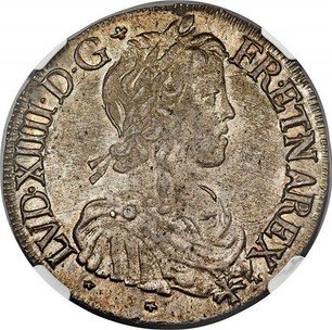French Silver ECU "Louis XIV" 1652-1662 KM# 180 | coinscatalog.NET