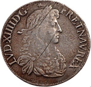 French Silver ECU "Louis XIV" 1663-1665 KM# 211.5 | coinscatalog.NET