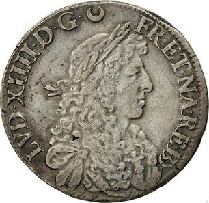 French Silver ECU "Louis XIV" 1663-1680 KM# 216 | coinscatalog.NET