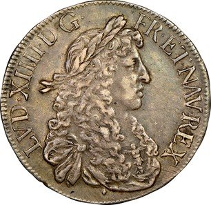 French Silver ECU "Louis XIV" 1666-1672 KM# 214.3 | coinscatalog.NET