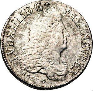 French Silver ECU "Louis XIV" 1690-1693 KM# 275.10 | coinscatalog.NET