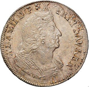 French Silver ECU "Louis XIV" 1693-1698 KM# 298.8 | coinscatalog.NET