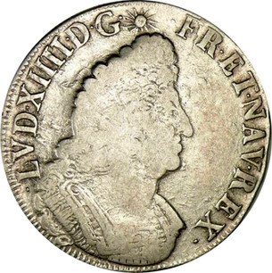 French Silver ECU "Louis XIV" 1693-1700 KM# 298.15 | coinscatalog.NET