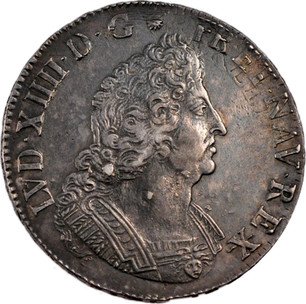 French Silver ECU "Louis XIV" 1693-1701 KM# 298.21 | coinscatalog.NET