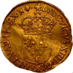 French 1/10 Oz Gold ECU D’or "Louis XIII" 1634-1643 KM# 41.20 ...