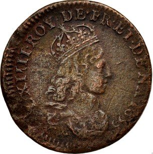 French Copper Liard "Louis XIV" 1655-1657 KM# 192.11 | coinscatalog.NET