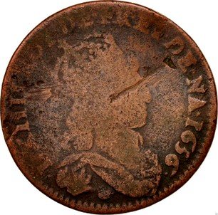 French Copper Liard "Louis XIV" 1655-1658 KM# 192.9 | coinscatalog.NET